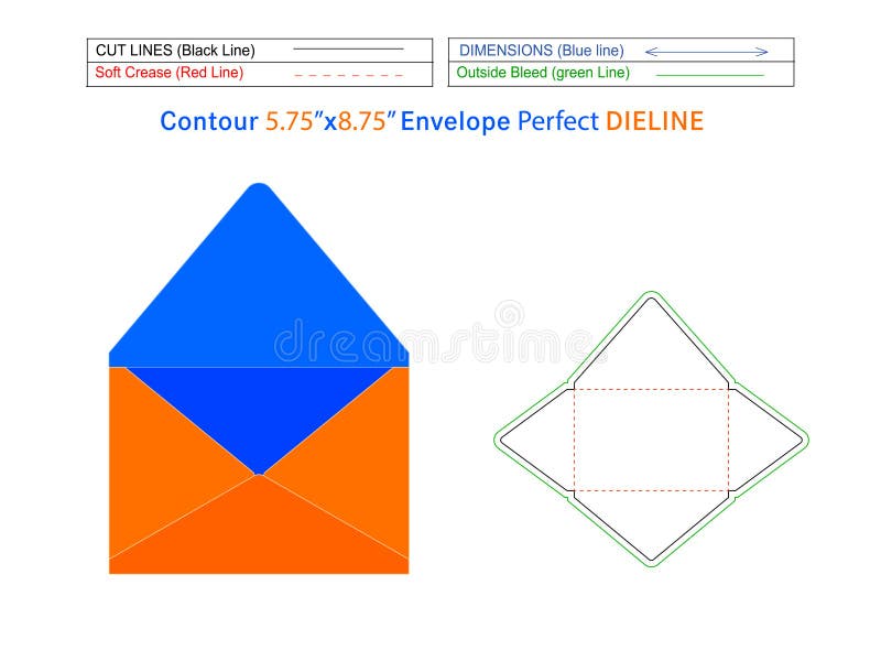 A9 Packaging Contour Flap Envelope 5.75x8.75 Inch Dieline Template and ...