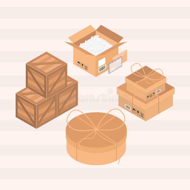 Delivery Boxes and van stock illustration. Illustration of packaging ...