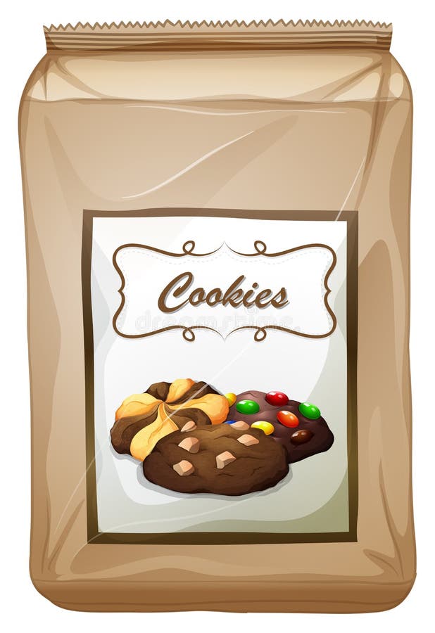 Packaging Design with Bag of Cookies Stock Illustration - Illustration ...