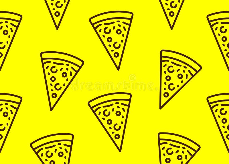 Slice of Pizza on a Yellow Background. Seamless Background. Stock ...