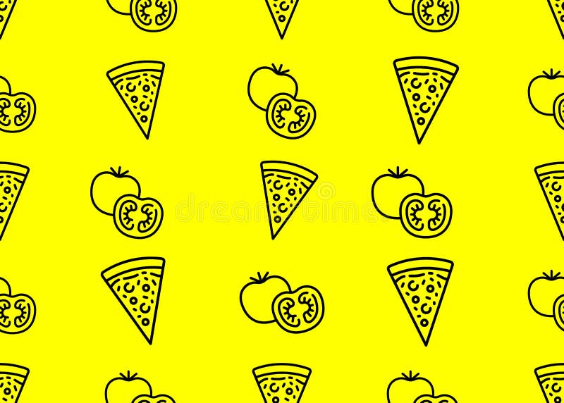 Slice of Pizza on a Yellow Background. Seamless Background. Stock ...