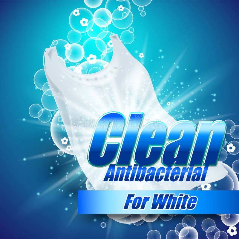 Packaging Design Template For Washing Powder. Super Clean. Soap Bubbles ...