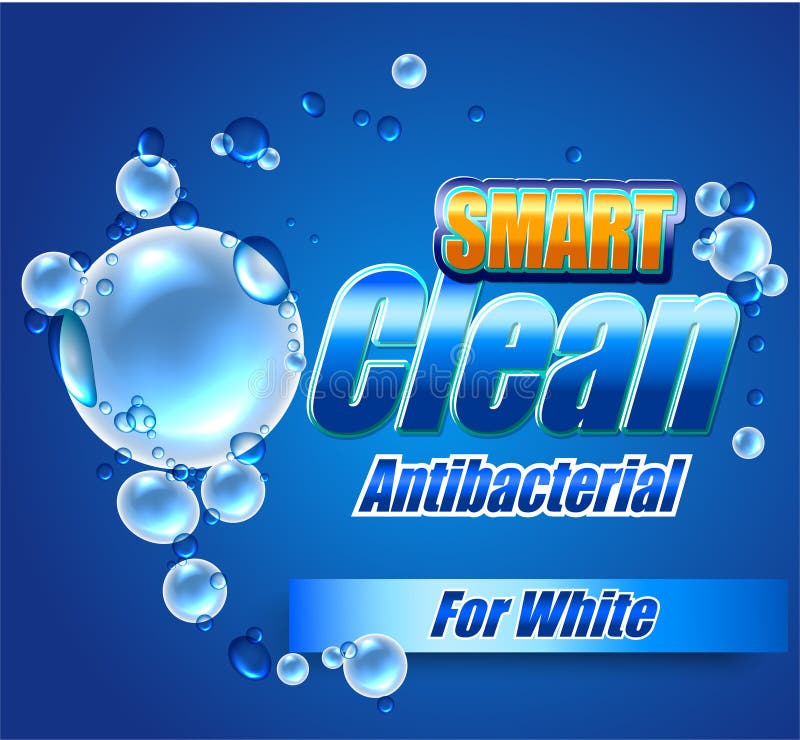 Packaging Design Template for Washing Powder. Super Clean. Soap Bubbles ...