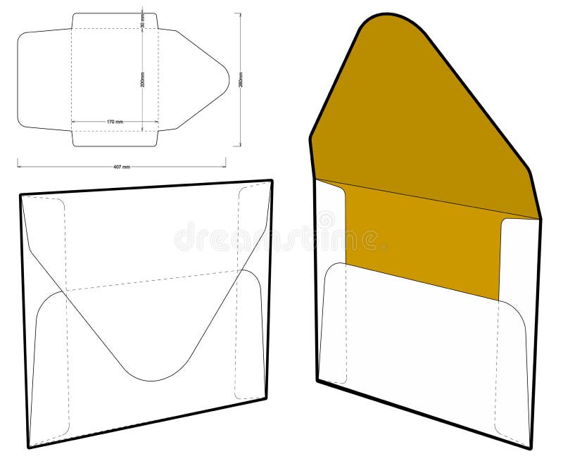 Packaging Envelope 20x17cm and Die-cut Pattern. Stock Vector ...