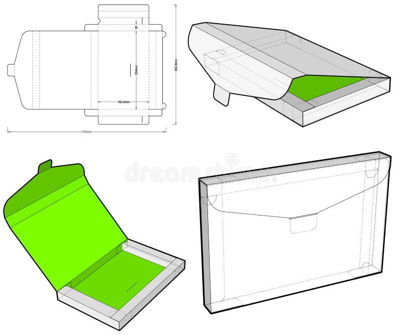 Packaging Envelope and Die-cut Pattern. Stock Vector - Illustration of ...