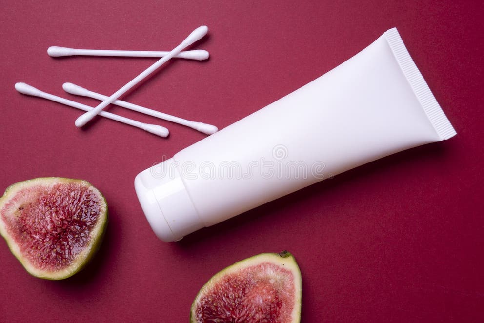 Packaging of Face or Hand Cream on Red Background Stock Image - Image ...