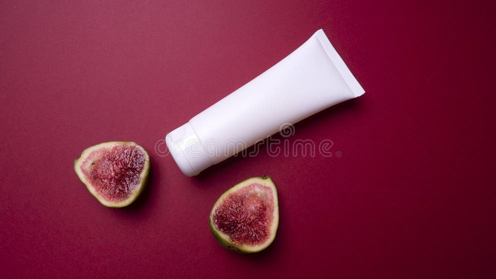 Packaging of Face or Hand Cream on Red Background Stock Photo - Image ...
