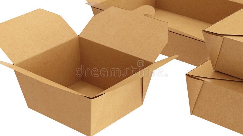 Packaging Food Box Cardboard Brown Open and Closed, Close View Stock ...