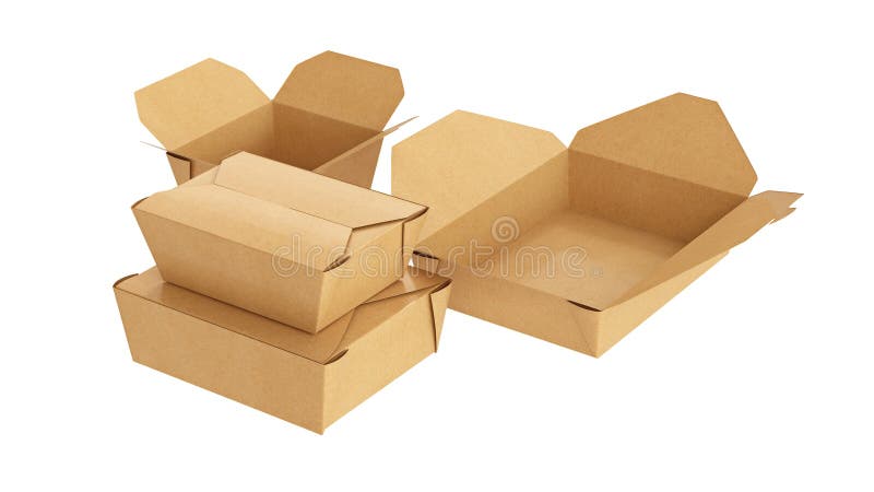Packaging Food Box Cardboard Brown Open and Closed, Top View Stock ...