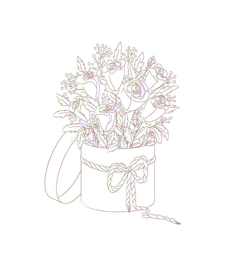 Packaging and Gifts. Gift Hat Box with Red Roses Stock Vector ...