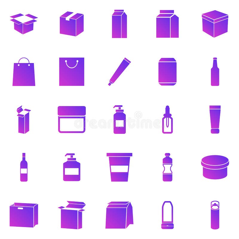 Packaging Gradient Icons on White Background Stock Vector ...