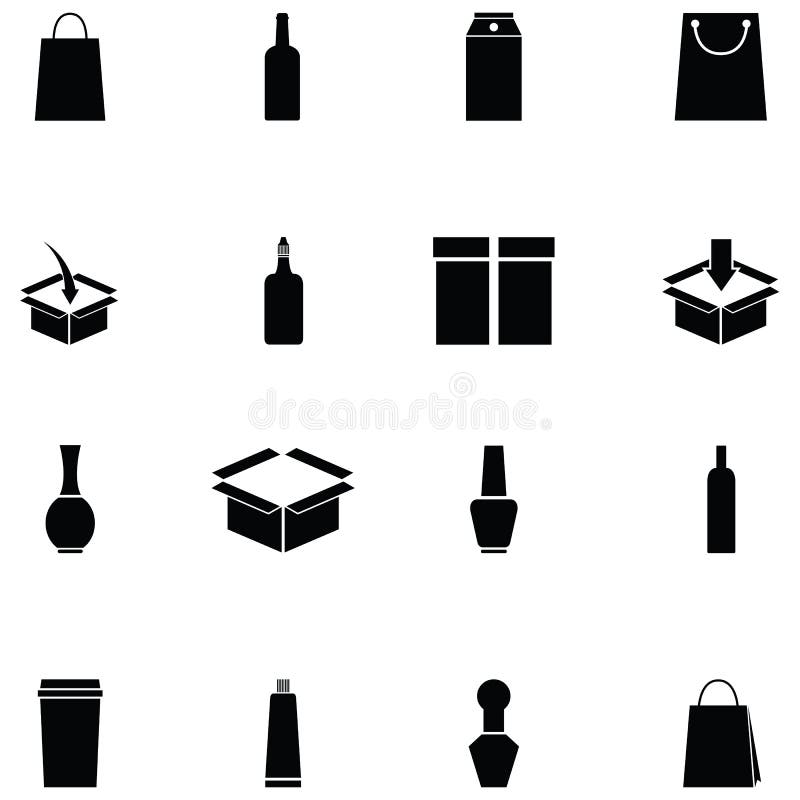 Packaging icon set stock vector. Illustration of design - 107350823