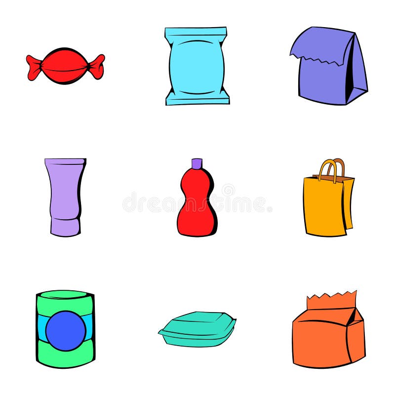 Packaging Icons Set, Cartoon Style Stock Vector - Illustration of cube ...