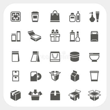 Packaging icons set stock vector. Illustration of cardboard - 41011678