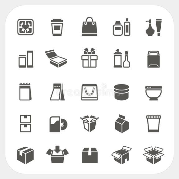 Packaging icons set stock vector. Illustration of cardboard - 41011678