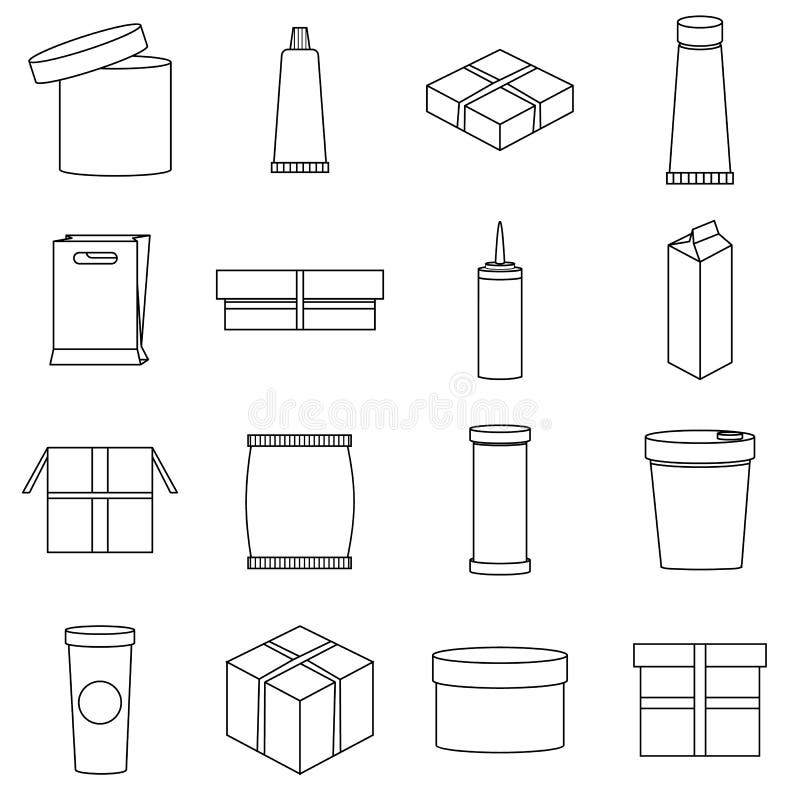 Packaging Icons Set, Outline Style Stock Vector - Illustration of ...