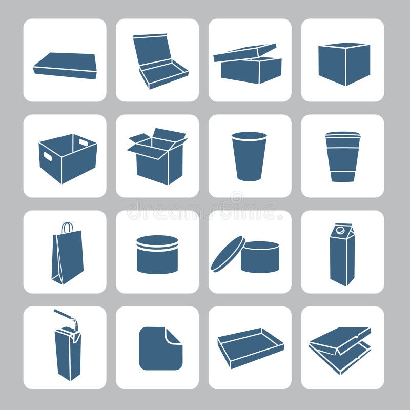 Packaging Icons Set stock vector. Illustration of empty - 47981841