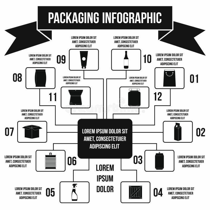 Packaging Infographic Elements, Flat Style Stock Illustration ...