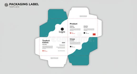 Packaging Label Template Featuring a Hexagonal Design with Teal and ...