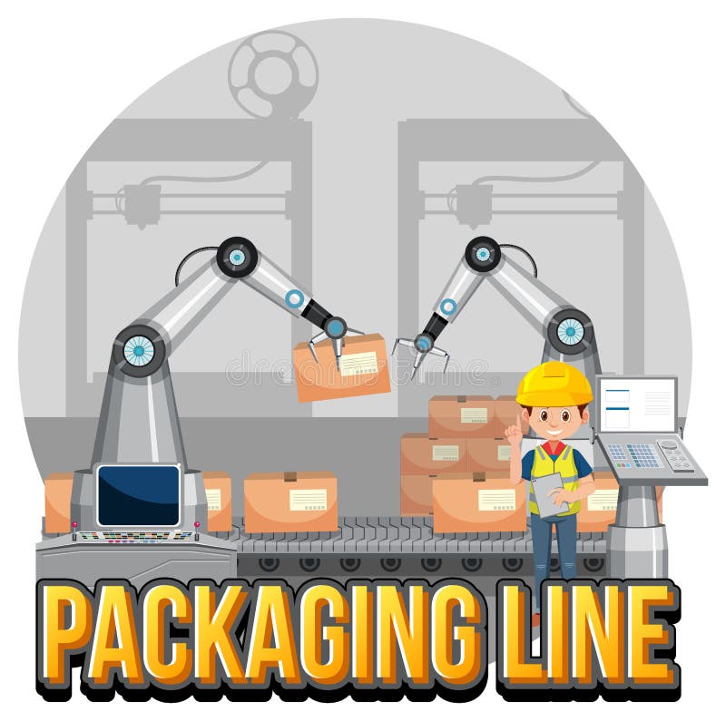 Packaging Line Logo Banner Design Stock Vector - Illustration of ...