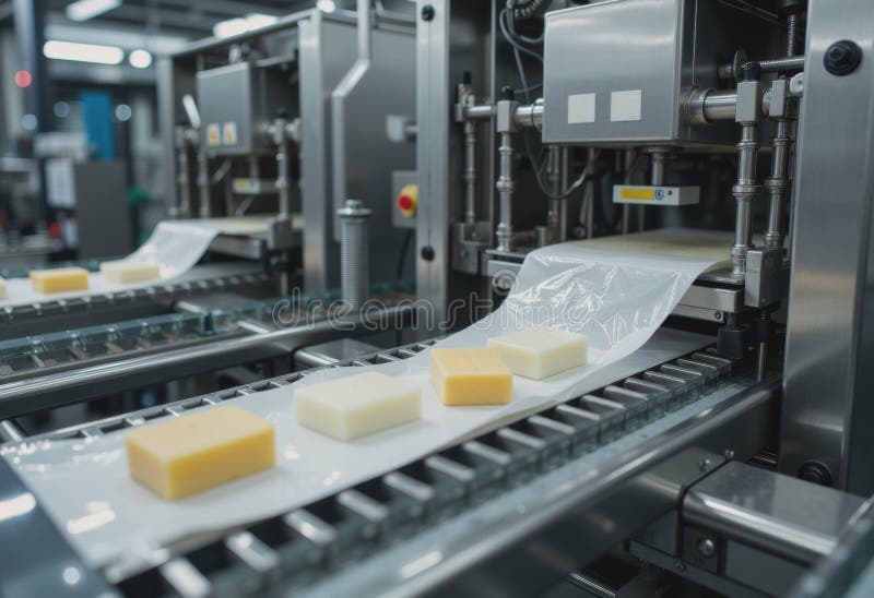 Packaging Machine Wrapping Soap Bars in a Modern Production Facility ...