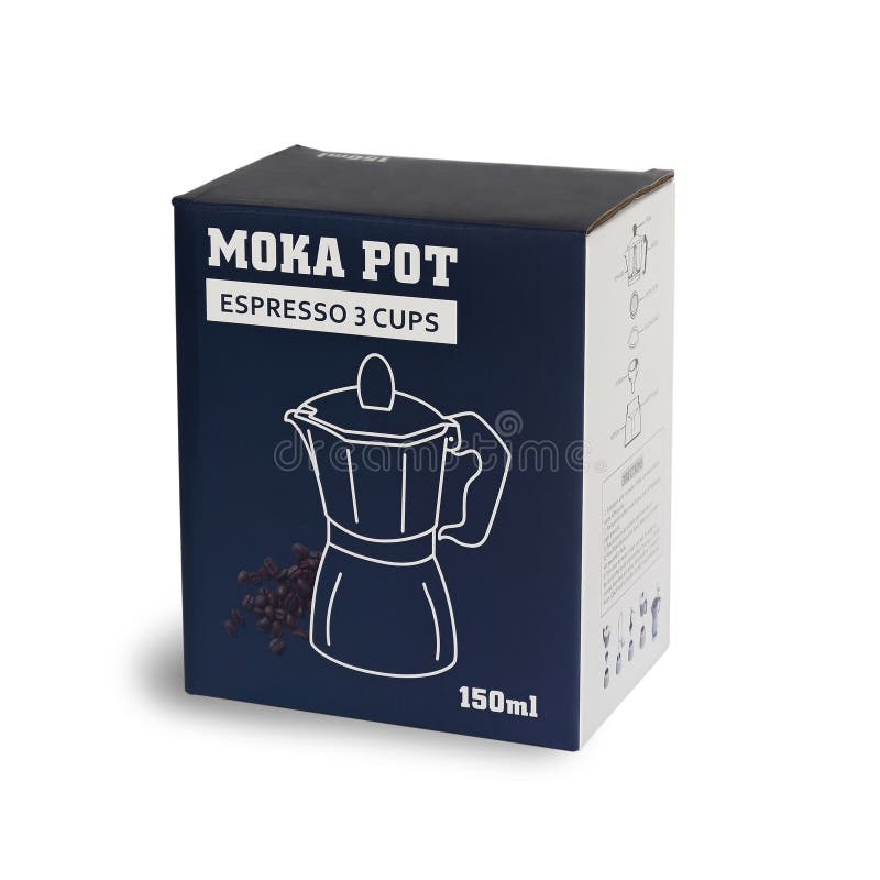 Packaging Moka Pot ,coffee Maker Three Cup Stock Image - Image of ...