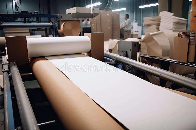 Packaging Paper Goods Being Packaged in Factory Stock Illustration ...