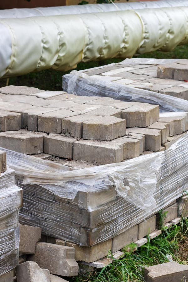 Packaging of Paving Slabs on the Construction Site Stock Photo - Image ...