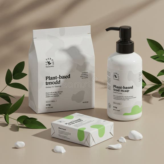 Packaging for Plant-based Skincare Products Includes a Cream-colored ...
