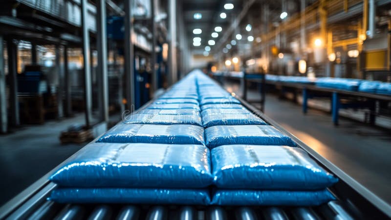 Efficient Industrial Packaging Process Assembly Line Factory Setting ...