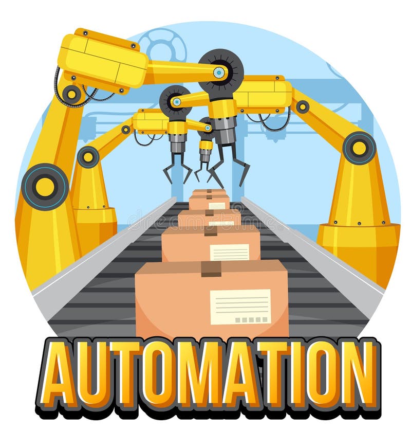 Packaging Process Concept with Automation Stock Vector - Illustration ...