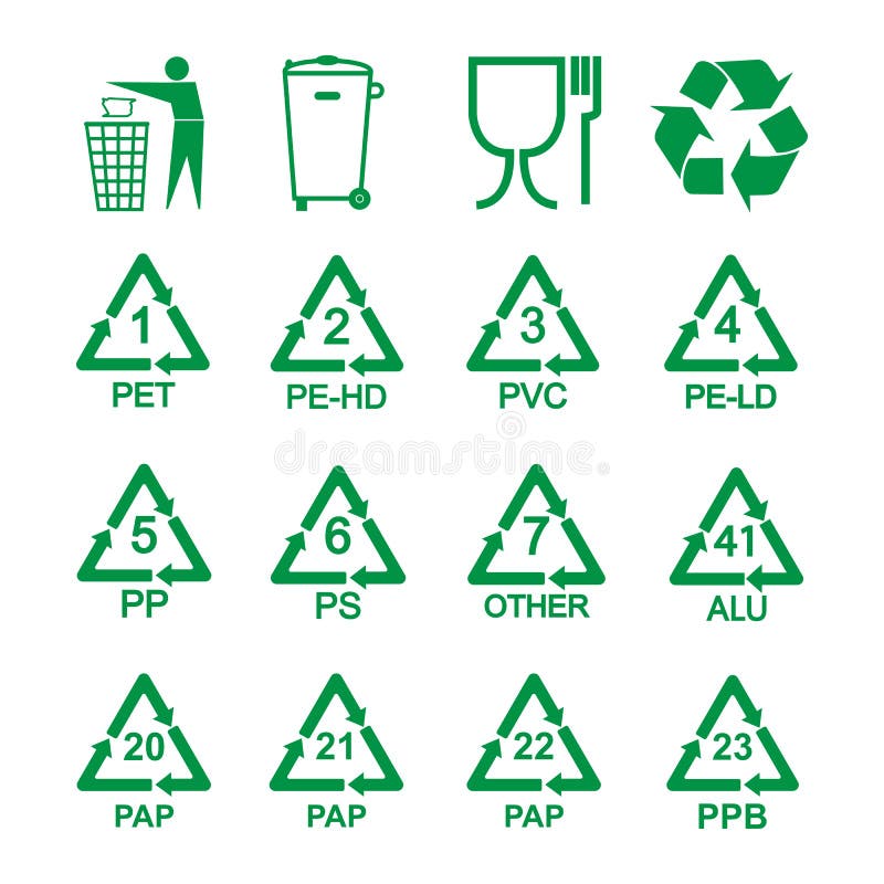 Packaging Recycling Icons Set. Vector Illustration, Flat Design Stock ...