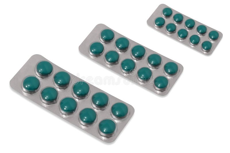 Packaging Round Blue Tablets, Tablets, Lozenges. Isolated on White ...