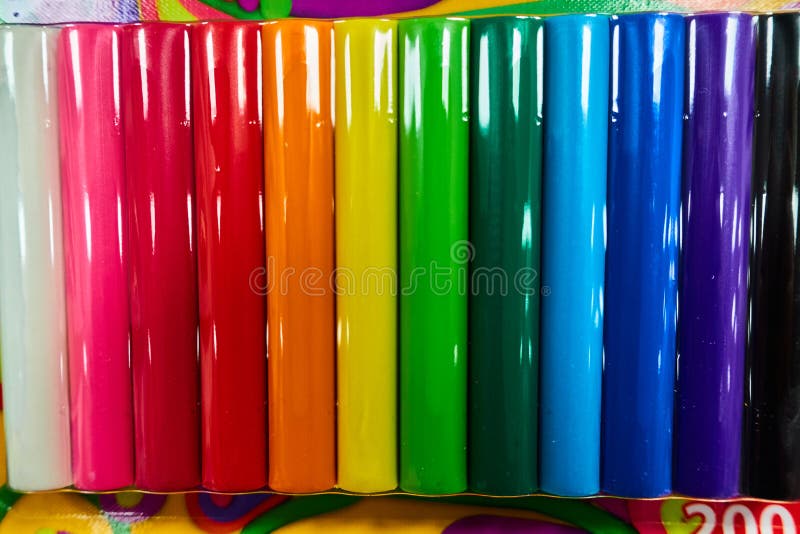 Packaging of Sealed Multi-colored Plasticine on the Store Shelf Stock ...