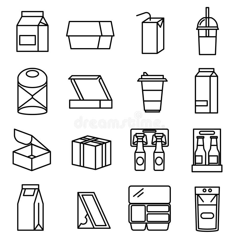 Packaging Sign Black Thin Line Icon Set. Vector Stock Vector ...