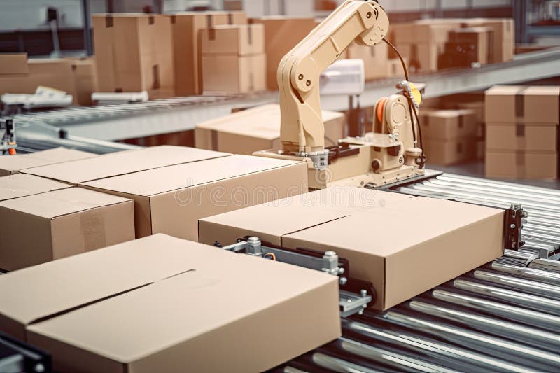 Packaging and Sorting Robot Helping Factory Worker Count Inventory ...