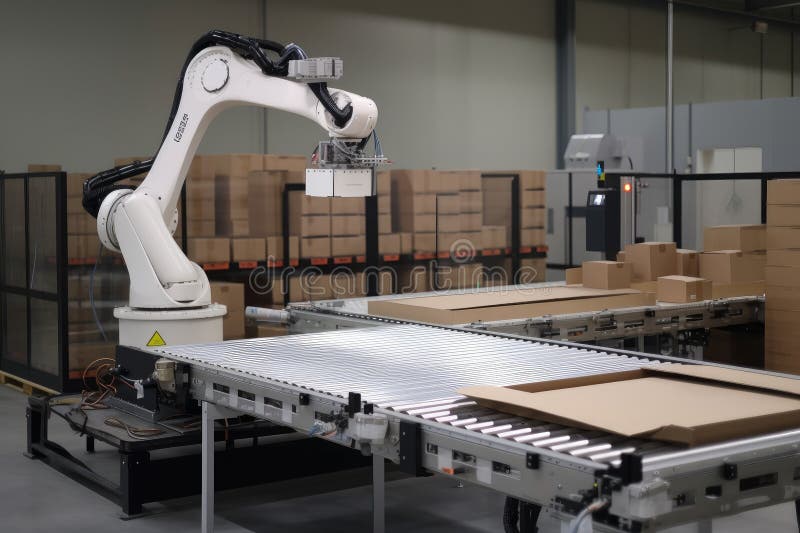 Packaging and Sorting Robot, with Its Arm Moving in Sync To Pack ...
