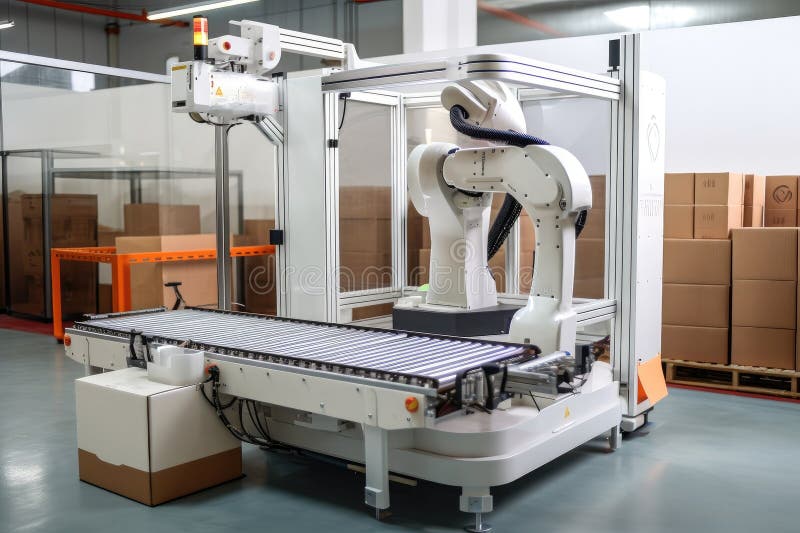 Packaging and Sorting Robot, with Its Arms Moving Quickly To Package ...
