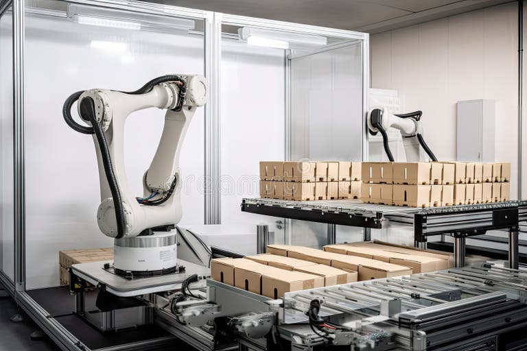 Packaging and Sorting Robot Picking Up Items and Placing Them into ...