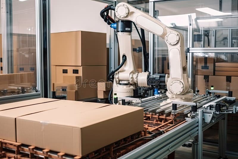 Packaging and Sorting Robots in a Factory, Packaging and Sorting ...