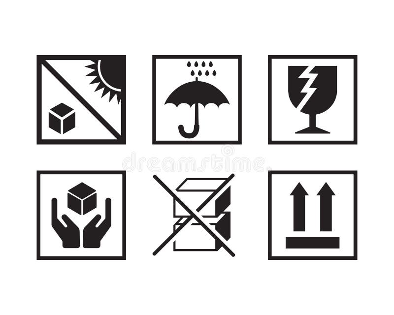 Packaging Symbol Warning Vector Set Design Stock Vector - Illustration ...