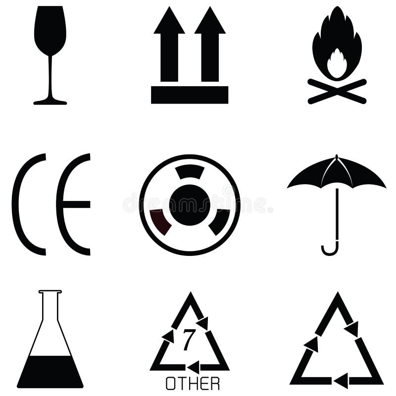 Packaging symbols icon set stock vector. Illustration of handle - 120569686
