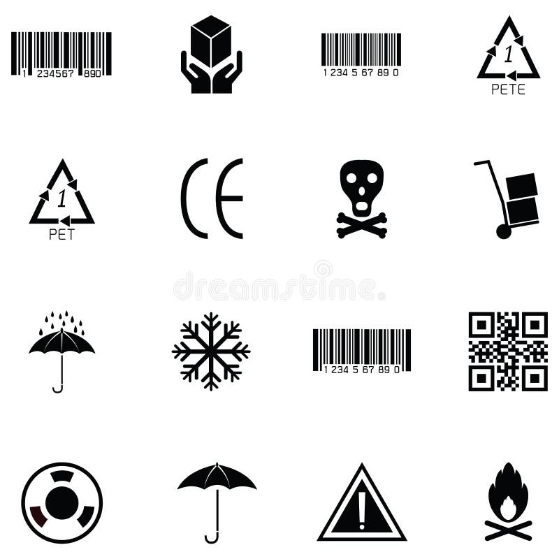 Packaging symbols icon set stock vector. Illustration of graphic ...