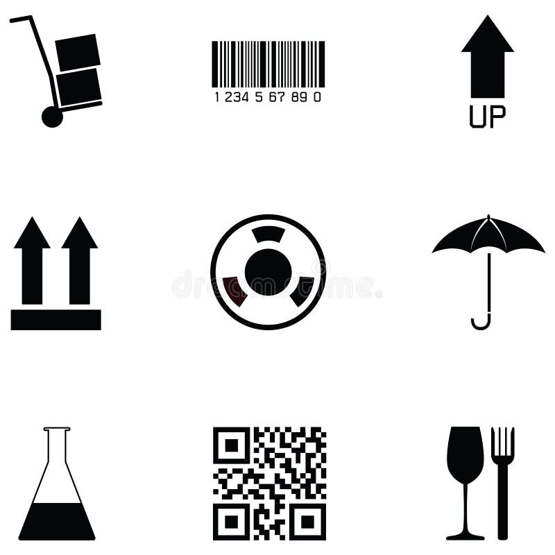 Packaging symbols icon set stock vector. Illustration of symbol - 120569693