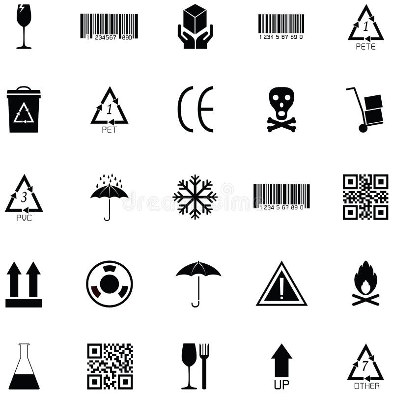 Packaging symbols icon set stock vector. Illustration of symbol - 120569693