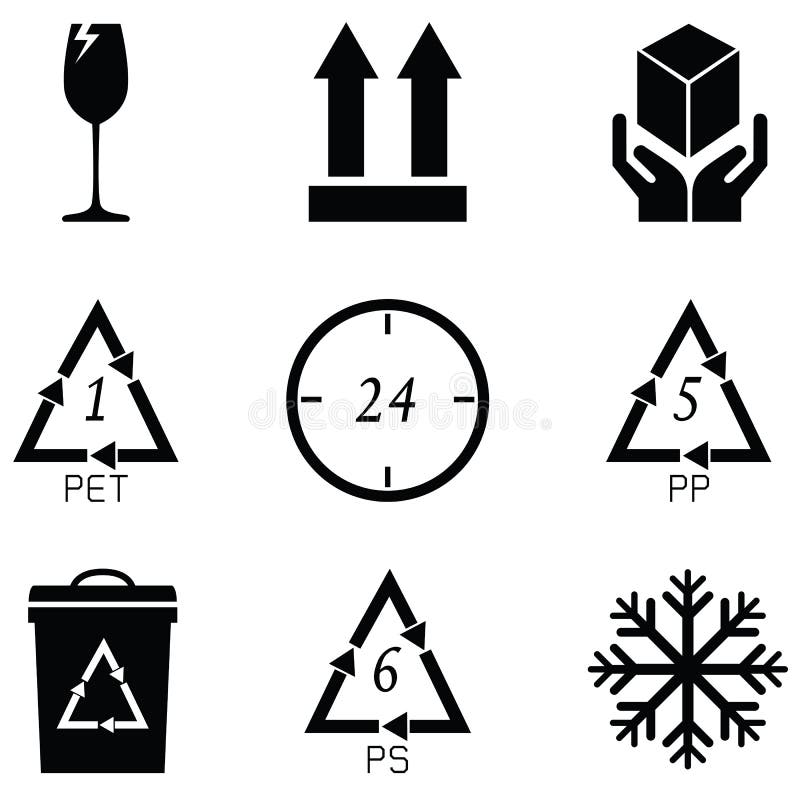 Packaging symbols icon set stock vector. Illustration of symbol - 120569711