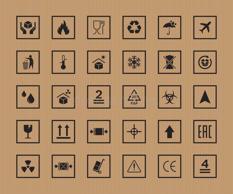Packaging Symbols Set. Collection Packaging Sign Symbols. Packaging ...