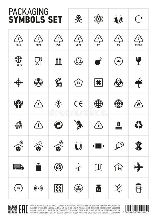 Complete Medical Packaging Symbols Stock Vector - Illustration of ...