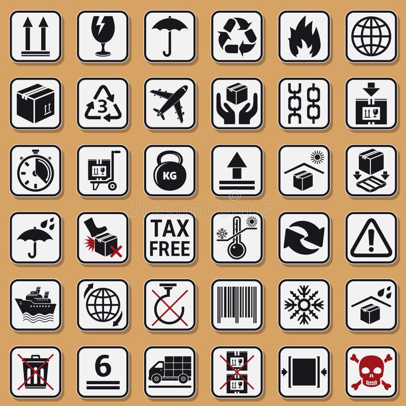 Packaging symbols set stock vector. Illustration of attention - 337747018