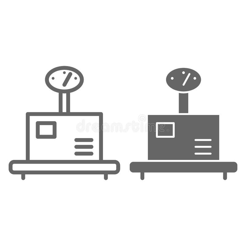 Packaging on Weights Line and Solid Icon, Delivery Symbol, Weight Scale ...